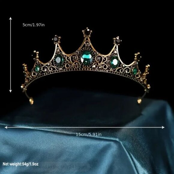 Accessories | New Emerald And Black Crystal Studded Gold Tiara Princess ...